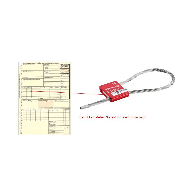 Kabelplombe CableLock mit Etikett Ø 5,0 mm und Barcode-Etikett