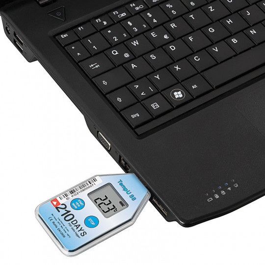 Single-use temperature data logger TempU S8 with LCD display