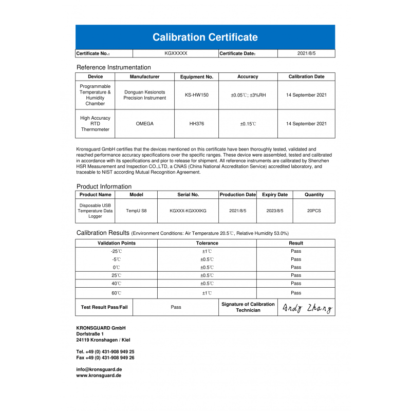 Single-use temperature data logger TempU S8 with LCD display