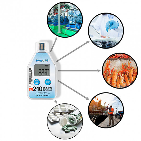 Einweg-Temperaturdatenlogger TempU S8 mit LCD Display