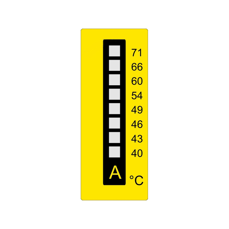 Temperature measuring strips with 8 fields, in different variants