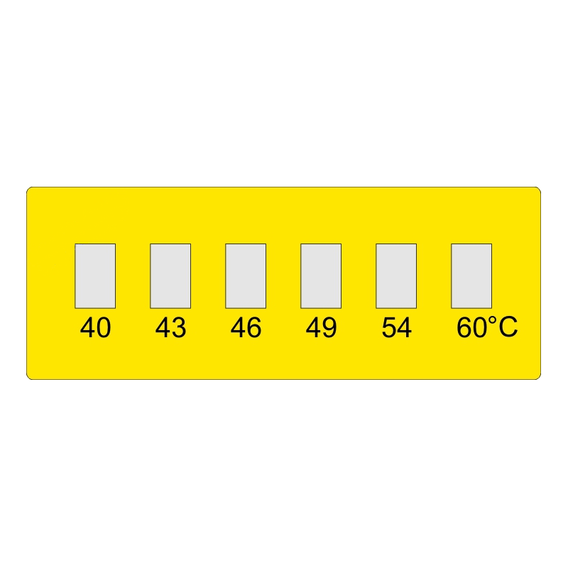 Temperature measuring strips with 6 fields, in different variants