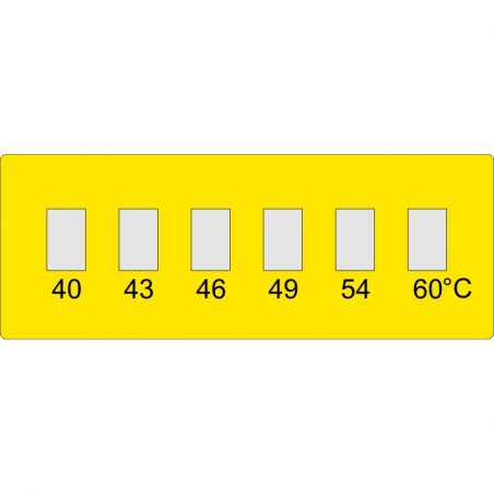 Temperature measuring strips with 6 fields, in different variants